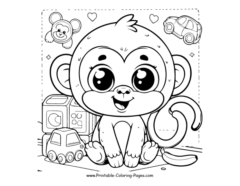 30 Free PDF Monkey Printable Coloring Page For Kindergarten Kids