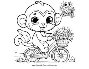 30 Free PDF Monkey Printable Coloring Page For Kindergarten Kids
