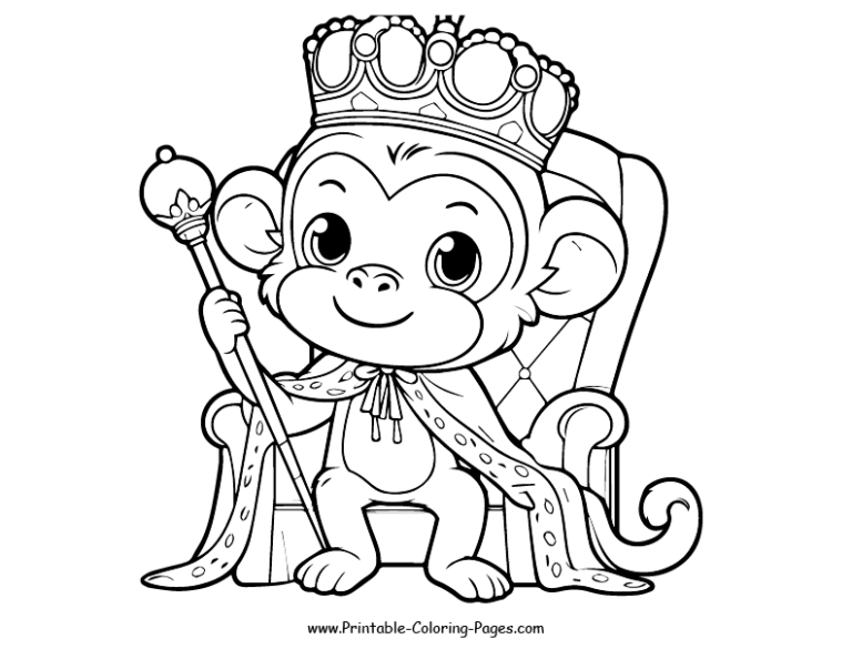 30 Free PDF Monkey Printable Coloring Page For Kindergarten Kids