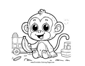 30 Free PDF Monkey Printable Coloring Page For Kindergarten Kids