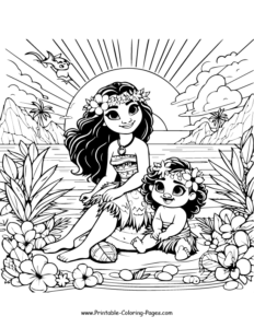 Free Printable Moana Coloring Pages (30 A4 -PDF)